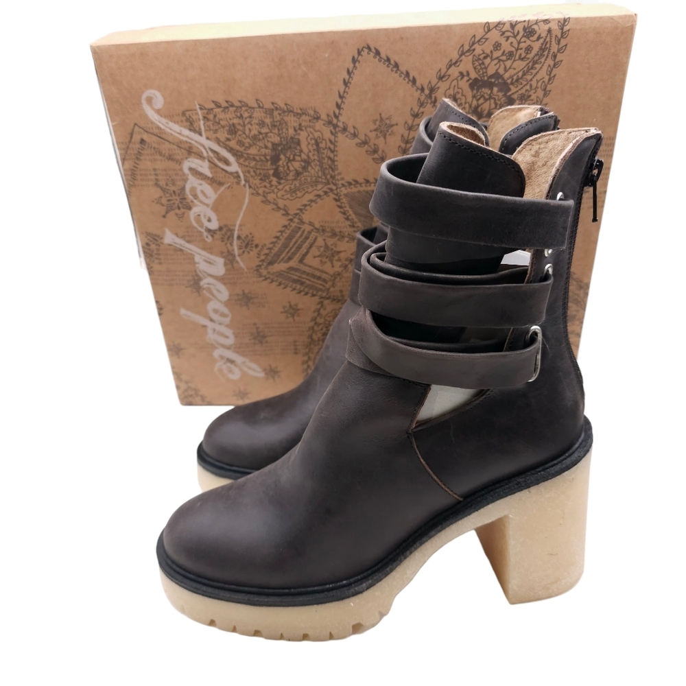 Free Poeple Jesse Cutout Boot Bitter Brown Heeled Str… - Gem